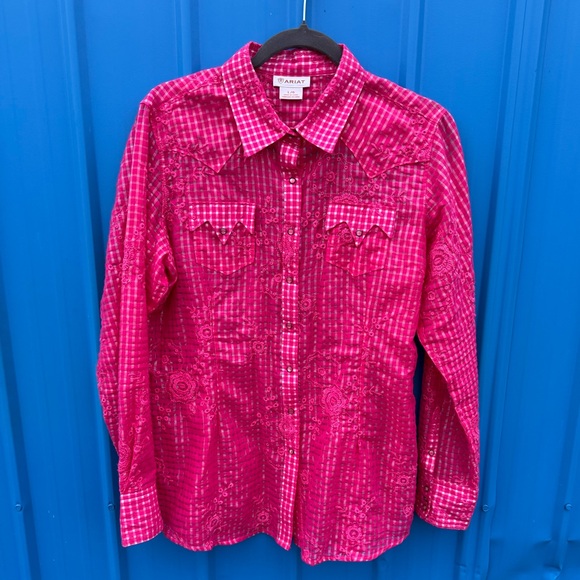 Ariat | Tops | Ariat Nwot Plaid Gingham Western Shirt Hot Pink ...